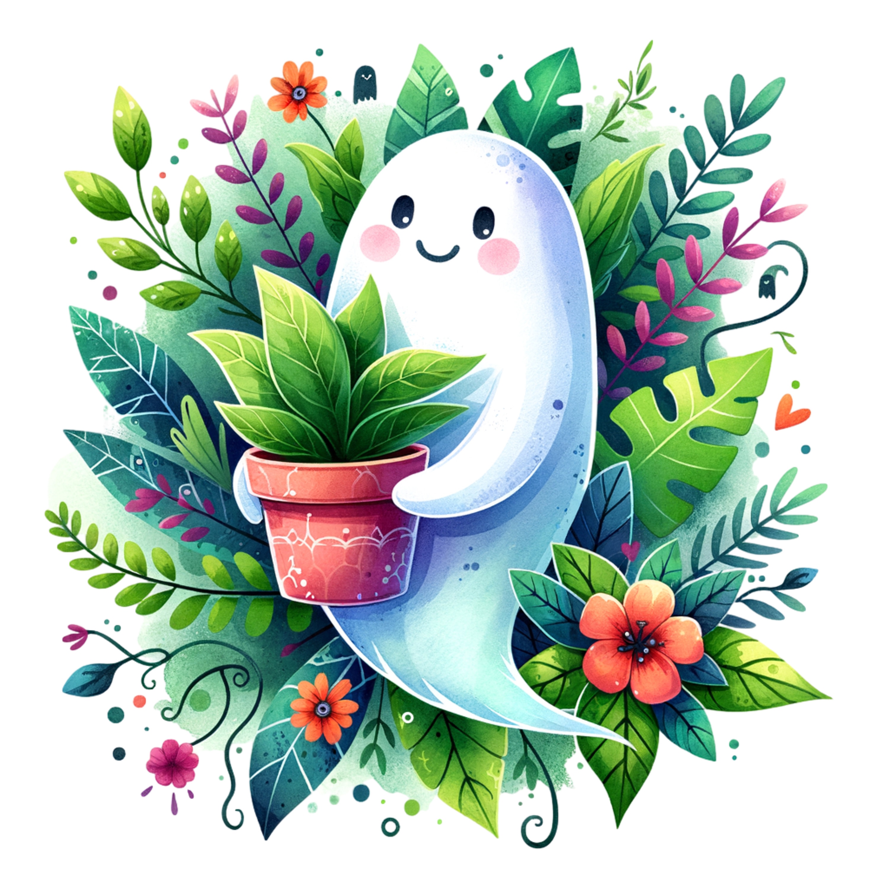 Halloween Ghost Plant SVG PNG Clipart Potted Plant Sublimation Design ...