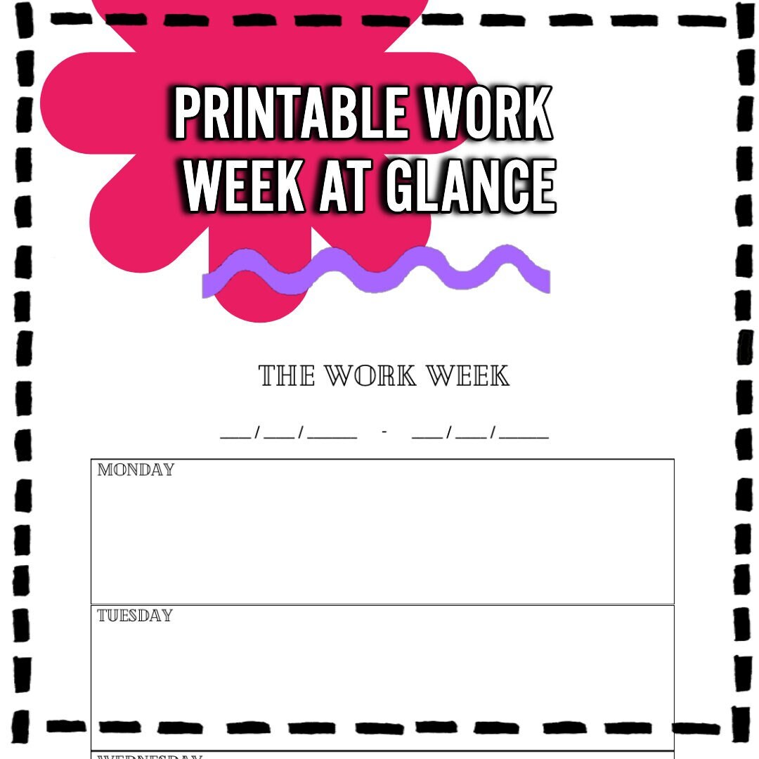 Simple Work Week Undated Planner Template Digital Download - Etsy