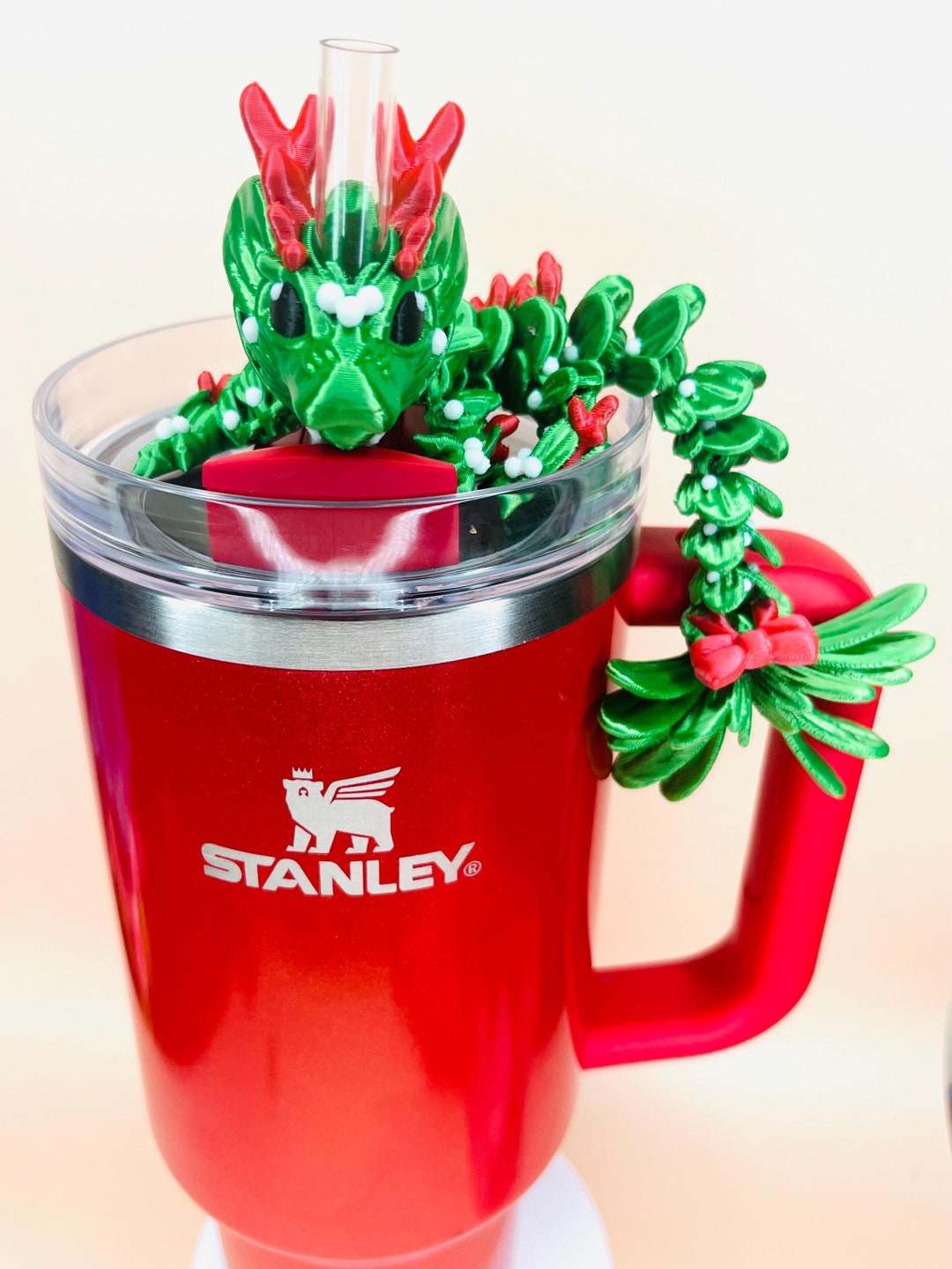 Mistletoe Winter Dragon Stanley Straw Topper - Etsy