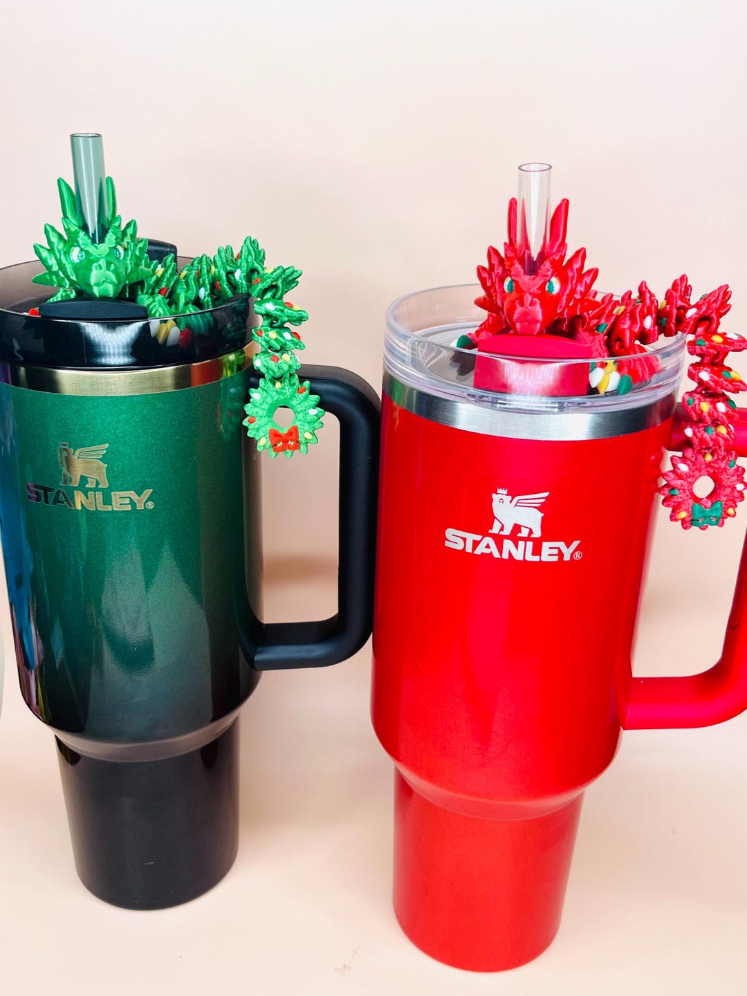 Garland Wreath Winter Dragon Straw Topper Charm for Stanley Tumblers ...