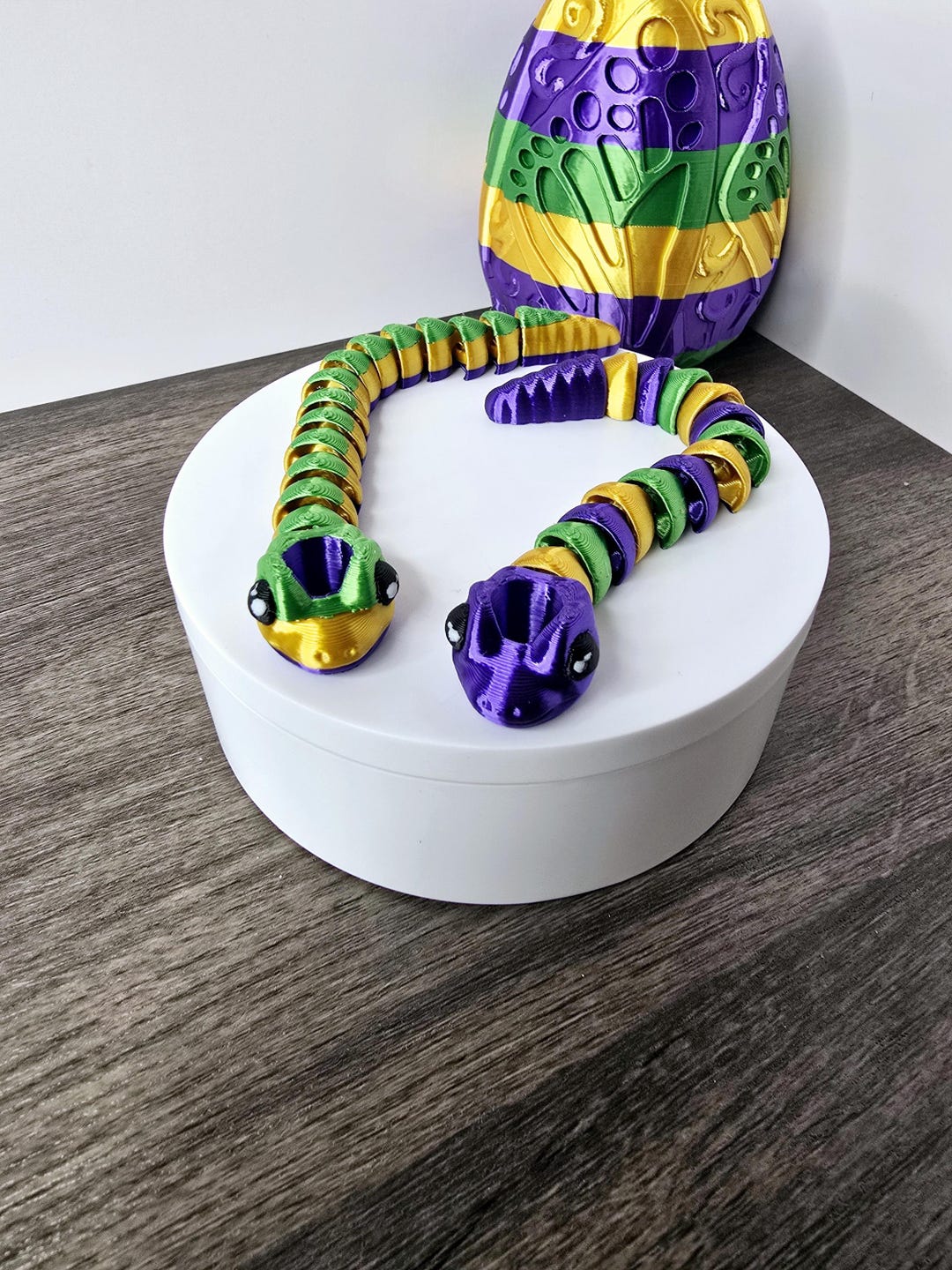 Mardi Gras Snake Straw Topper – 3D Printed Flexible Accessory for ...