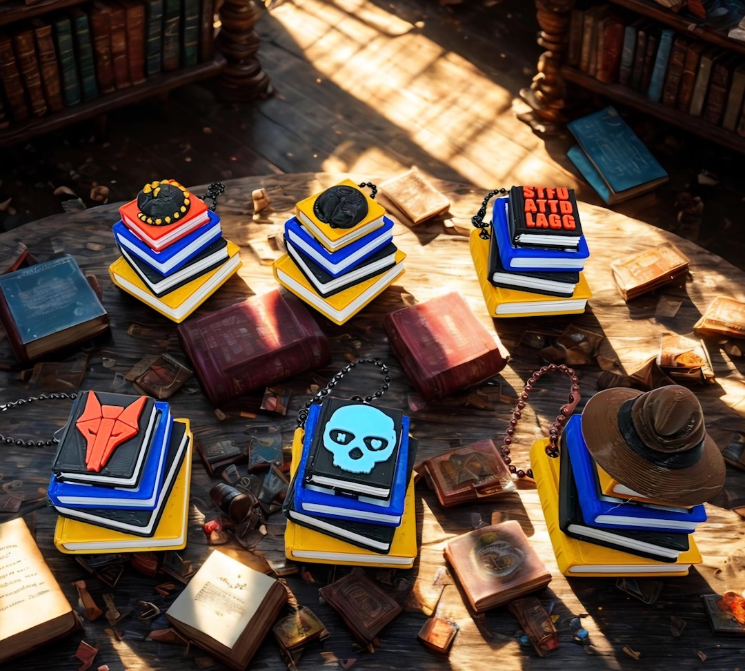 3D Printed Stack of Books Fidget Clicker Keychain – Wizard Hat ...