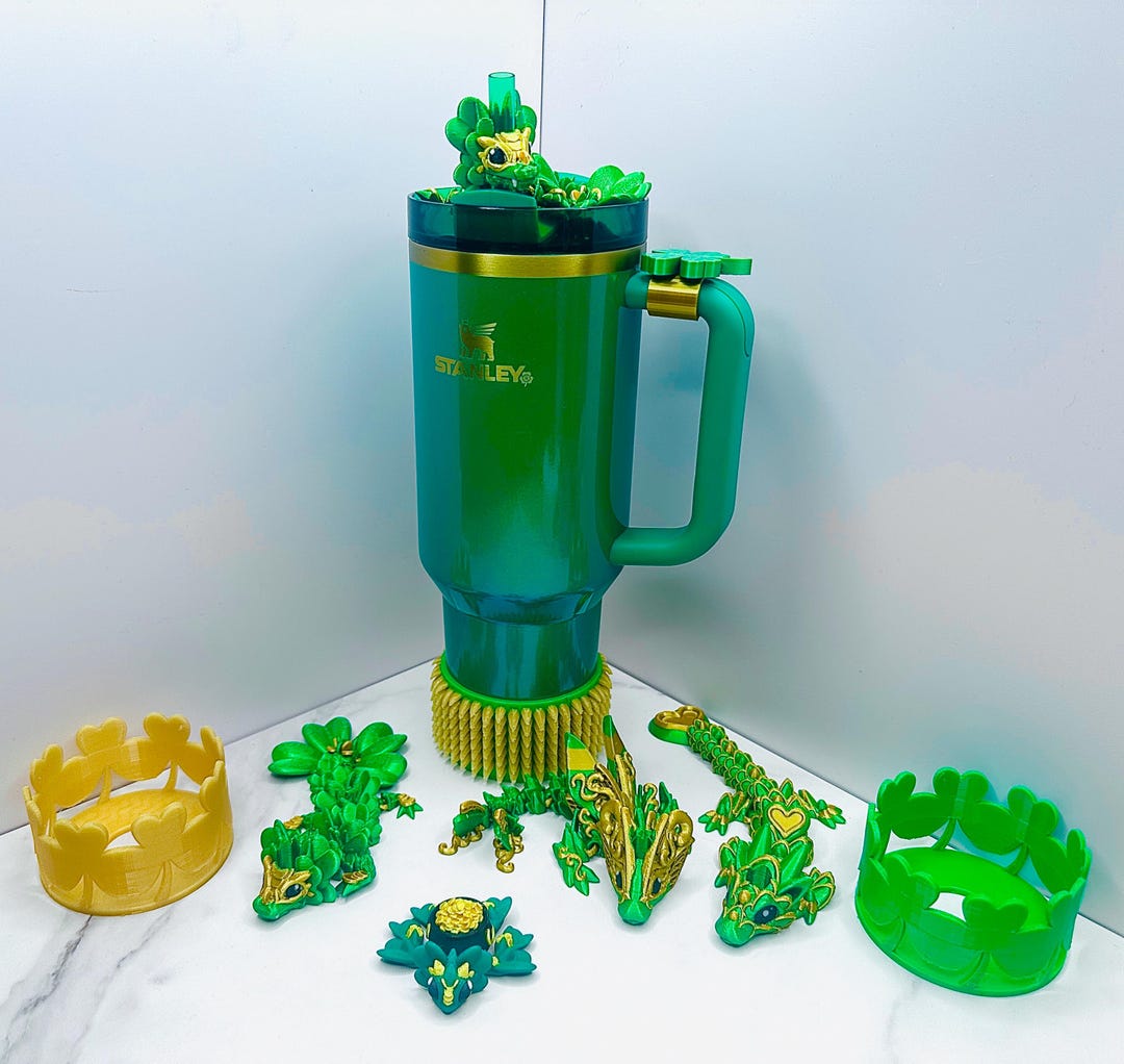 St. Patricks Day Luck Dragons Stanley Tumbler Straw Toppers, 4 Leaf ...