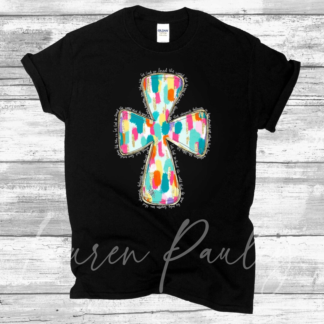 Watercolor Cross Graphic Tee - Unisex Fit - Etsy