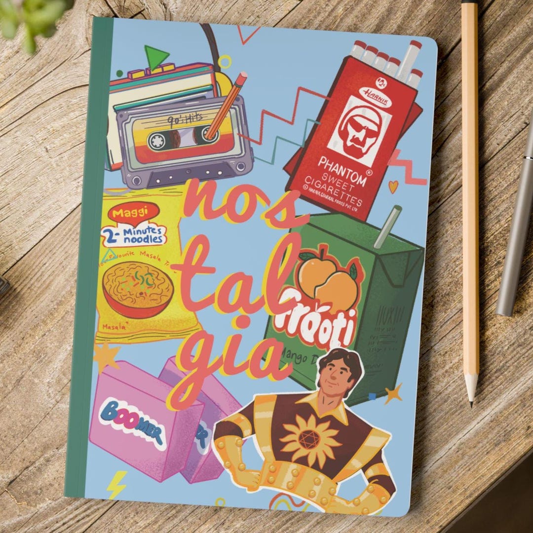 90s Desi Nostalgia Journal – Retro Aesthetic Softcover Notebook - Etsy