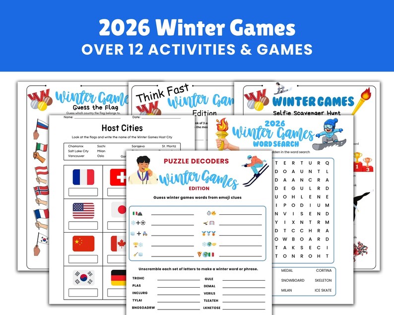 2026 Winter Games Printable Party Pack | Kids & Family Activity Bundle ...