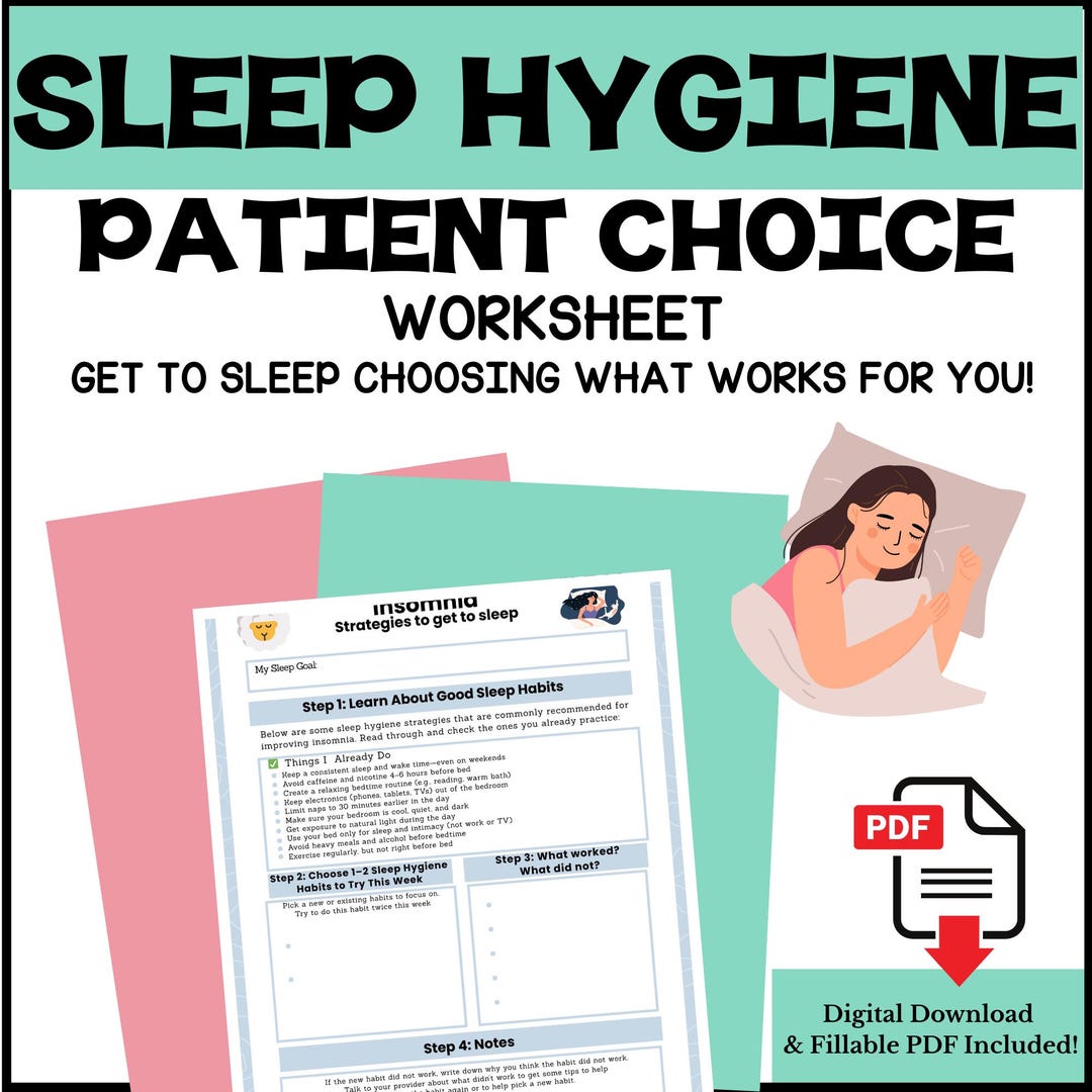 Sleep Hygiene Patient Choice Worksheet, Sleep Tips, Insomnia, Mental ...