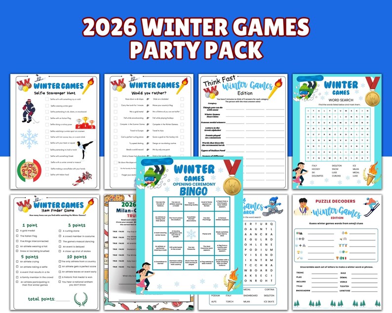 2026 Winter Games Printable Party Pack | Kids & Family Activity Bundle ...