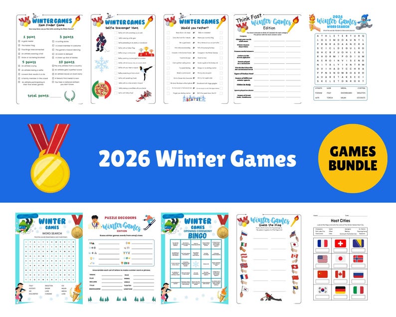 2026 Winter Games Printable Party Pack | Kids & Family Activity Bundle ...