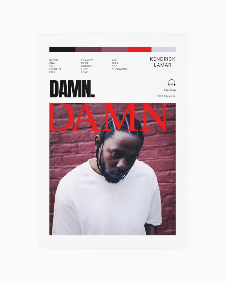 Kendrick Lamar Damn / Kendrick Lamar Posters / Damn Poster/ Album Cover ...