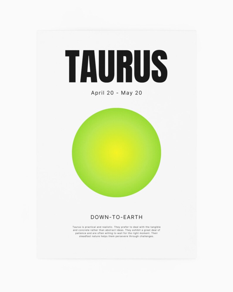 Taurus Zodiac Astrology Aura Gradient Poster / Spirituality Art Poster ...