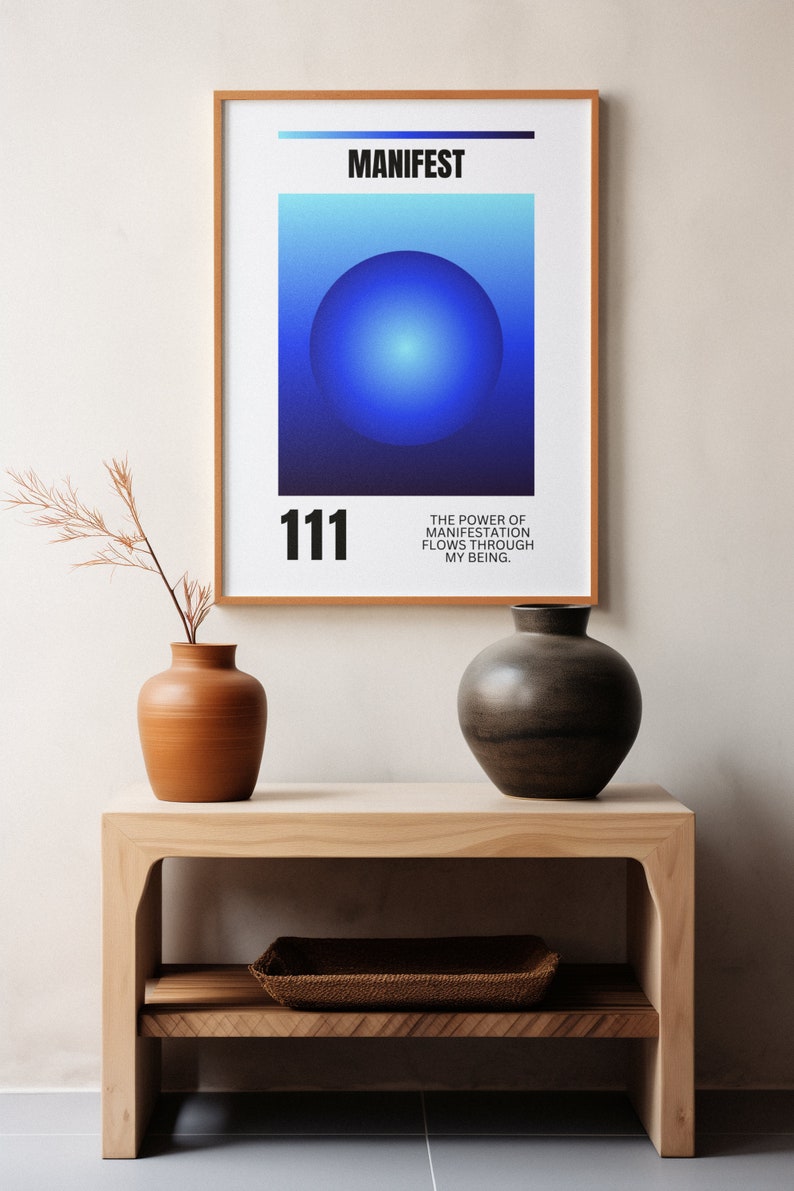111 Manifest Angel Number Aura Poster / Spirituality Art Poster ...