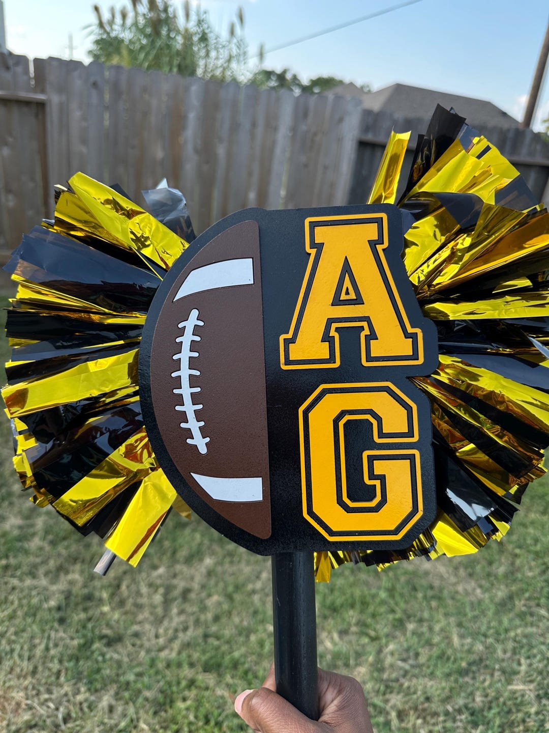Custom Football Spirit Shaker | Personalized Player Initials Cheer Pom ...