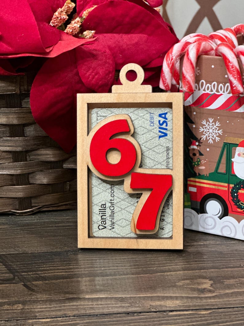 Six Seven Gift Card Holder Ornament – Funny Viral Phrase Christmas Gift ...