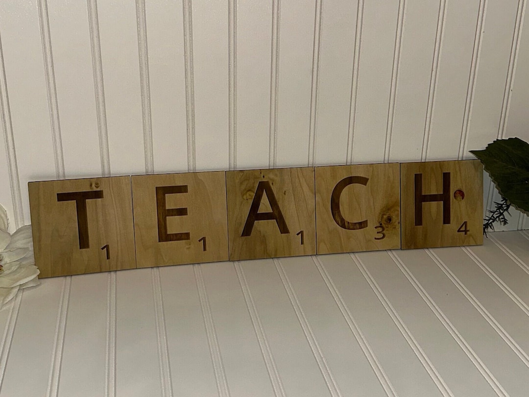 Large Wooden Scrabble Letter Tiles | Custom Wall Art - Etsy