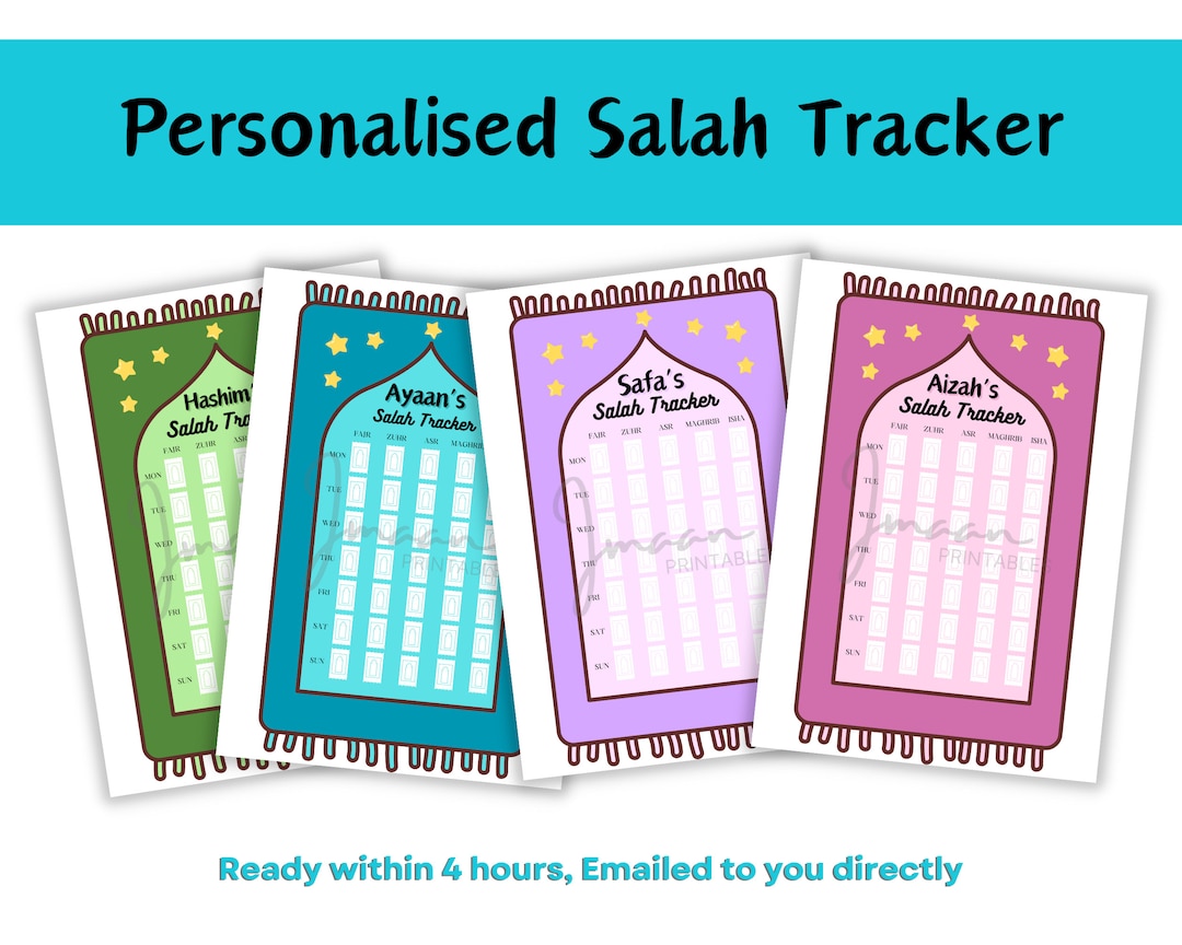 PERSONALISED Salah Tracker for KIDS, Printable A4 Tracker, Weekly ...
