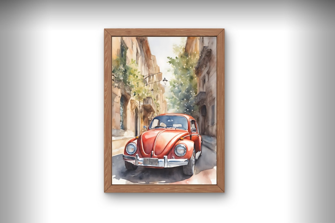 Iconic Volkswagen Beetle Art Print Watercolor Painting Vintage - Etsy