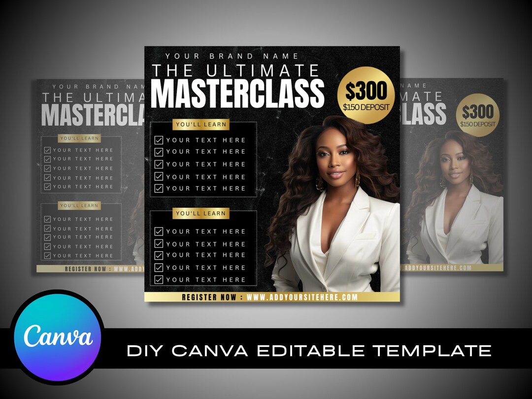Masterclass Flyer, Social Media Canva Template, Course Flyer, Business ...