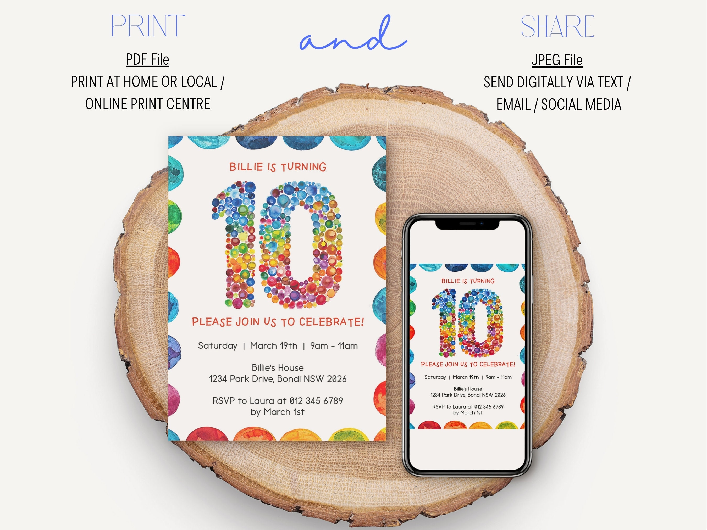 Tenth Birthday Invitation | Instant Digital Download | Editable ...