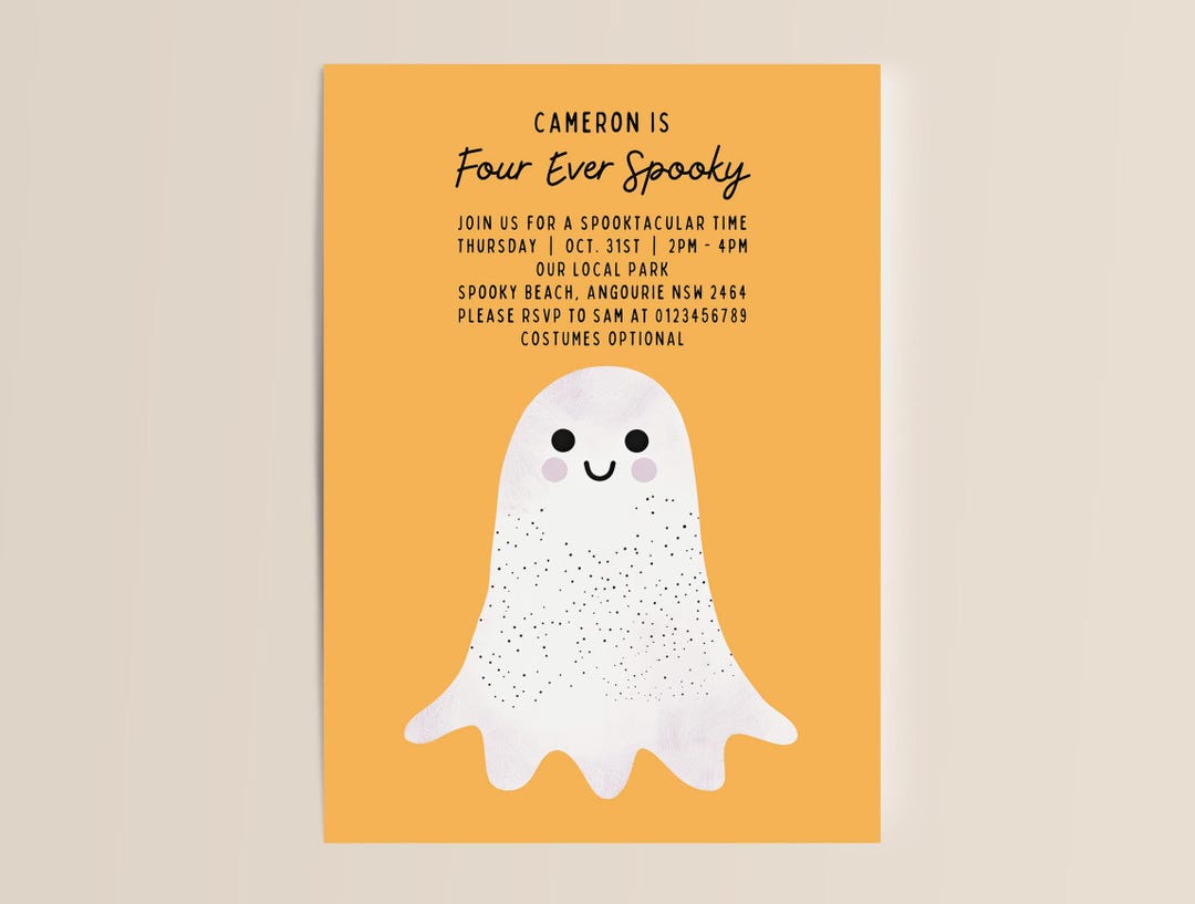 4 Ever Spooky Invitation | Ghost | Instant Digital Download | 4th Bday ...