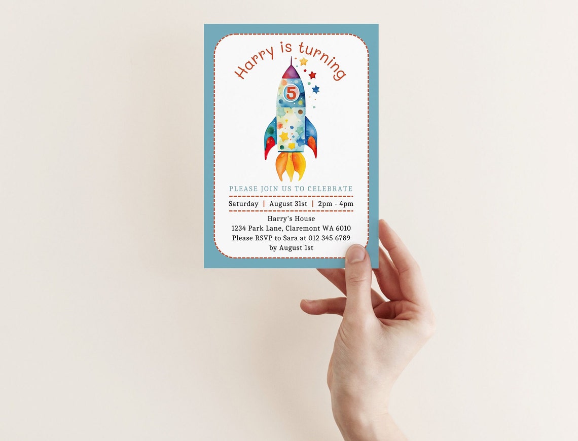 Rocket Invite | Instant Download | Editable | Children's Number ...