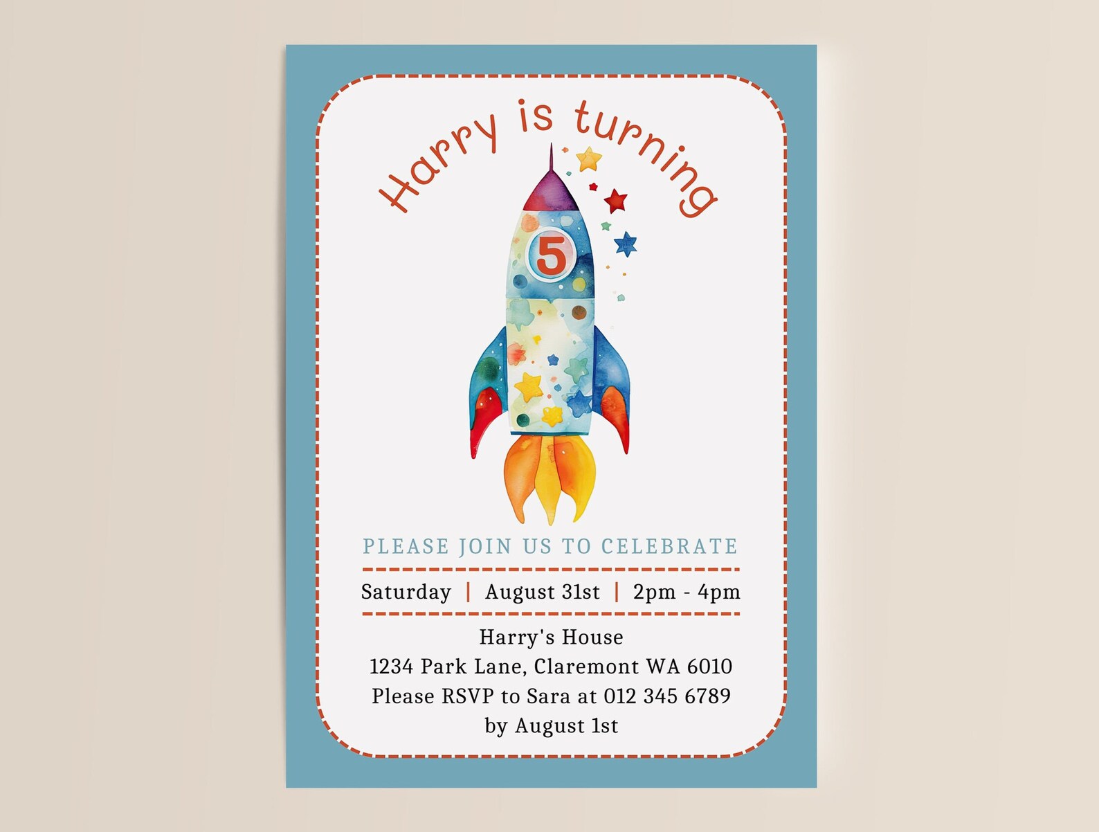 Rocket Invite | Instant Download | Editable | Children's Number ...