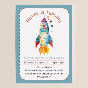 Rocket Invite | Instant Download | Editable | Children's Number ...