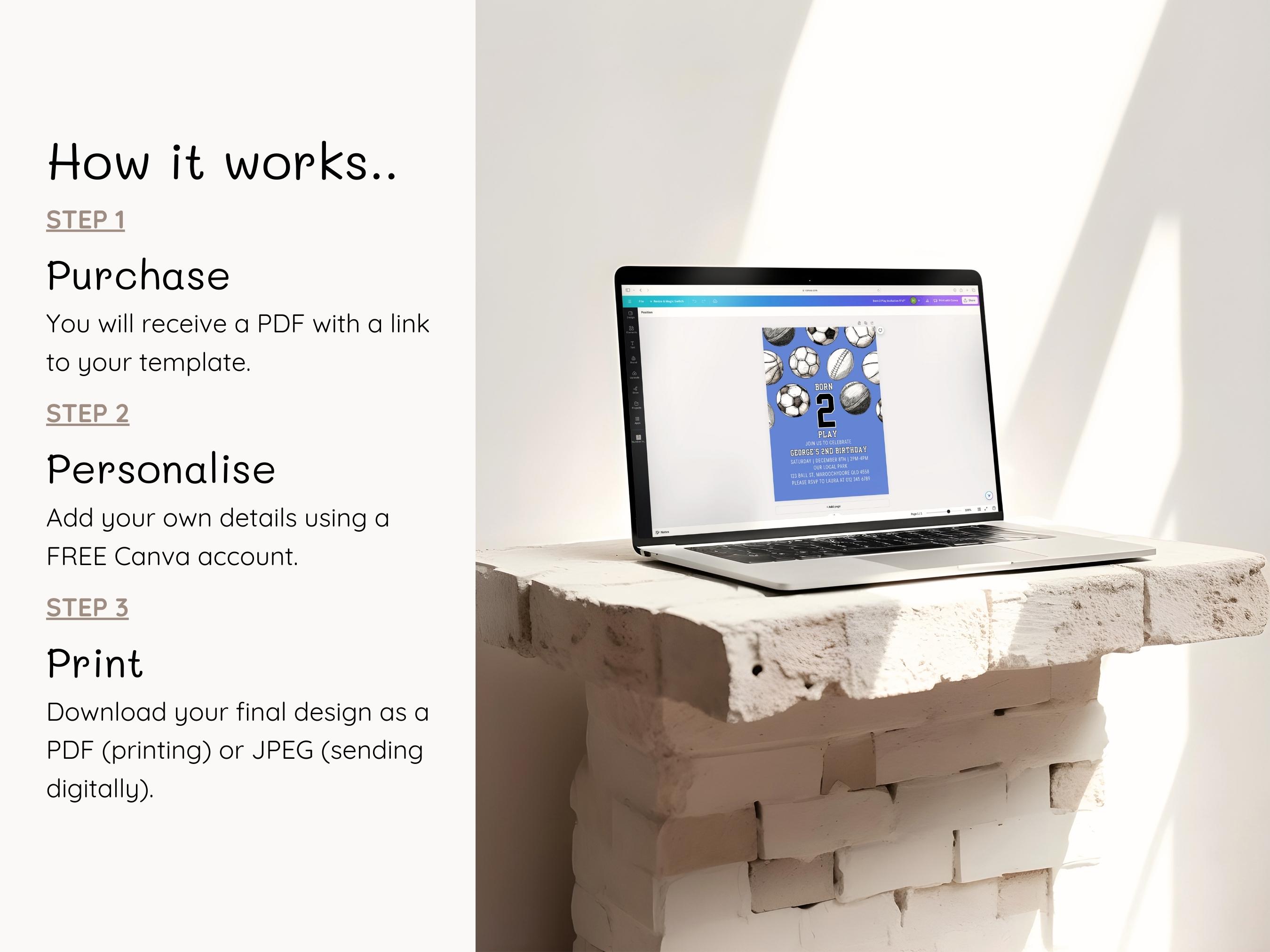 Born 2 Play Birthday Party Invitation | Ball Sports | Instant Digital ...