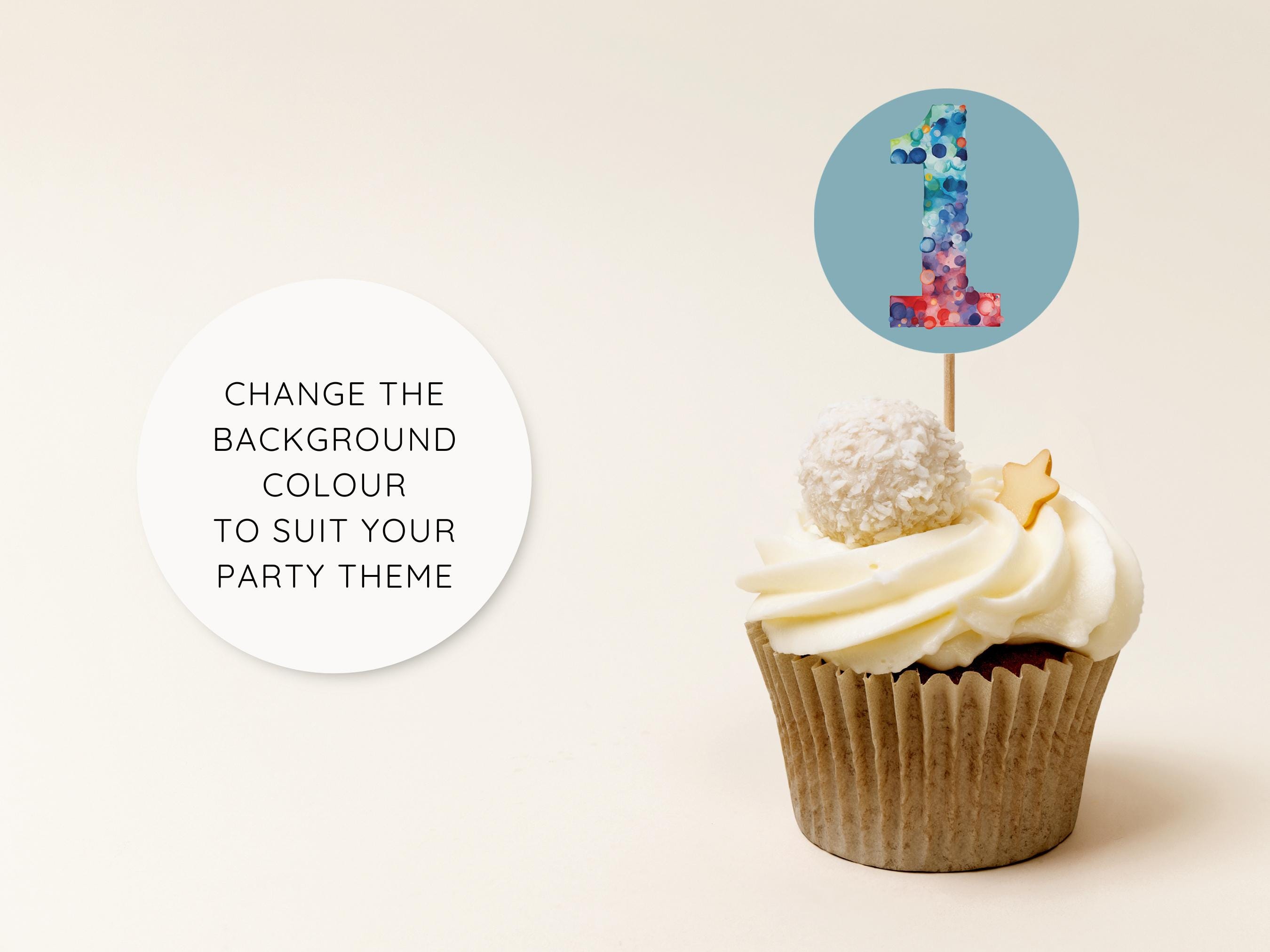 Editable Number 1 Cupcake Topper | Instant Digital Download | Childrens ...