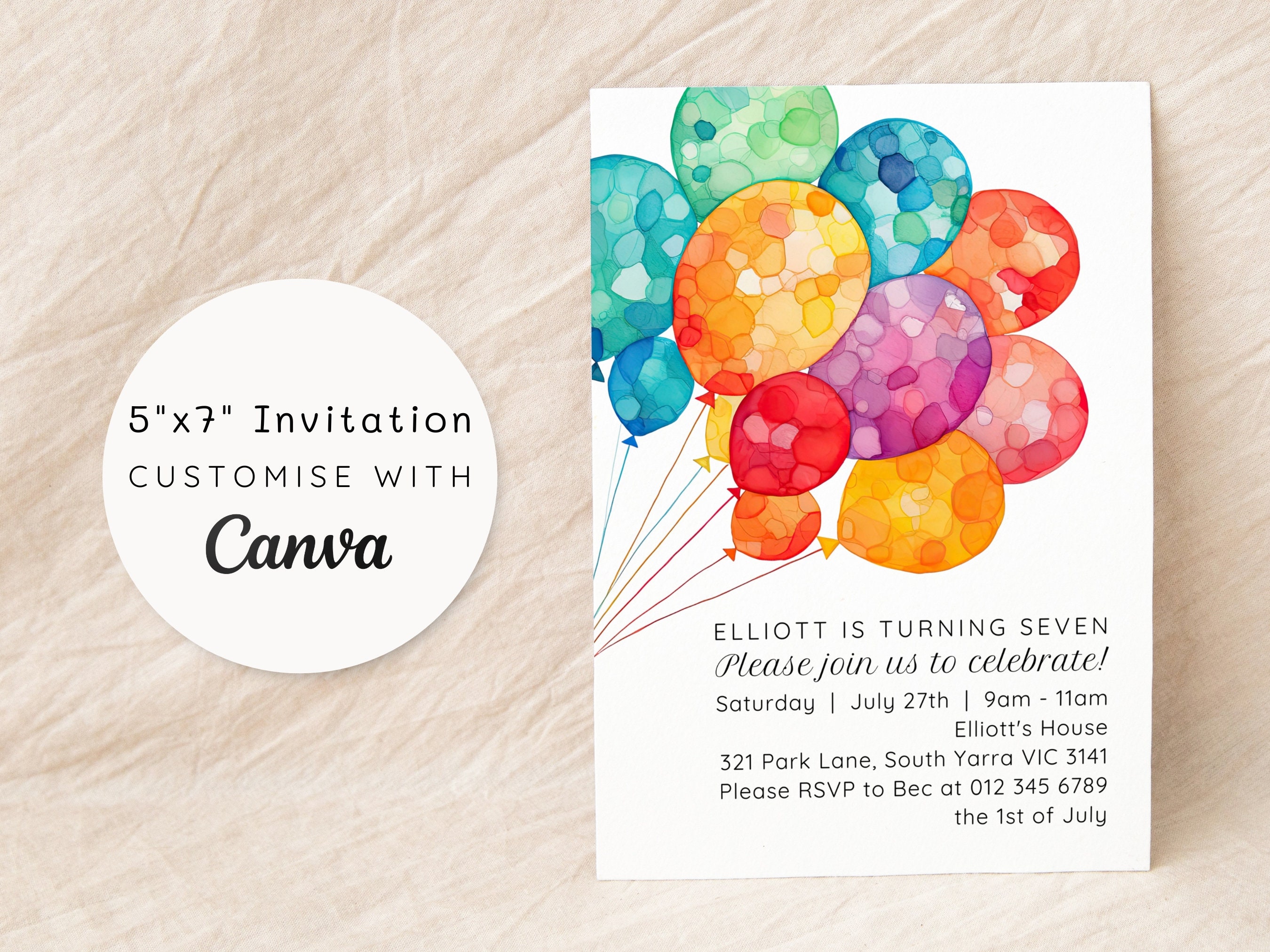 Balloons Invitation | Instant Download | Balloon Invite | Digital ...