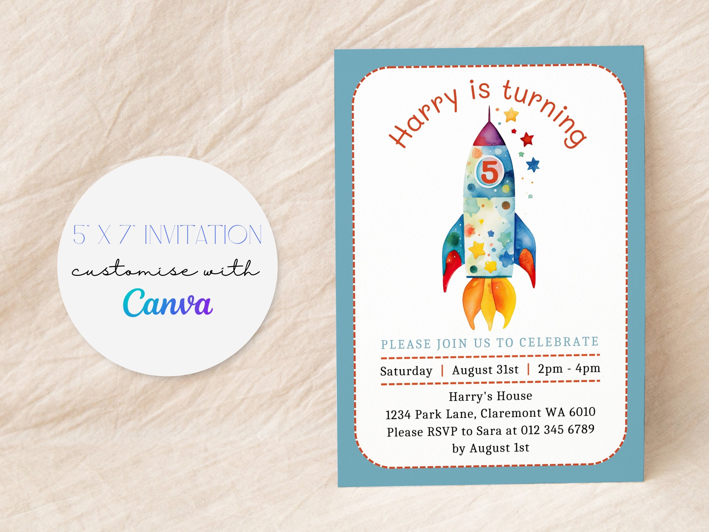 Rocket Invite | Instant Download | Editable | Children's Number ...