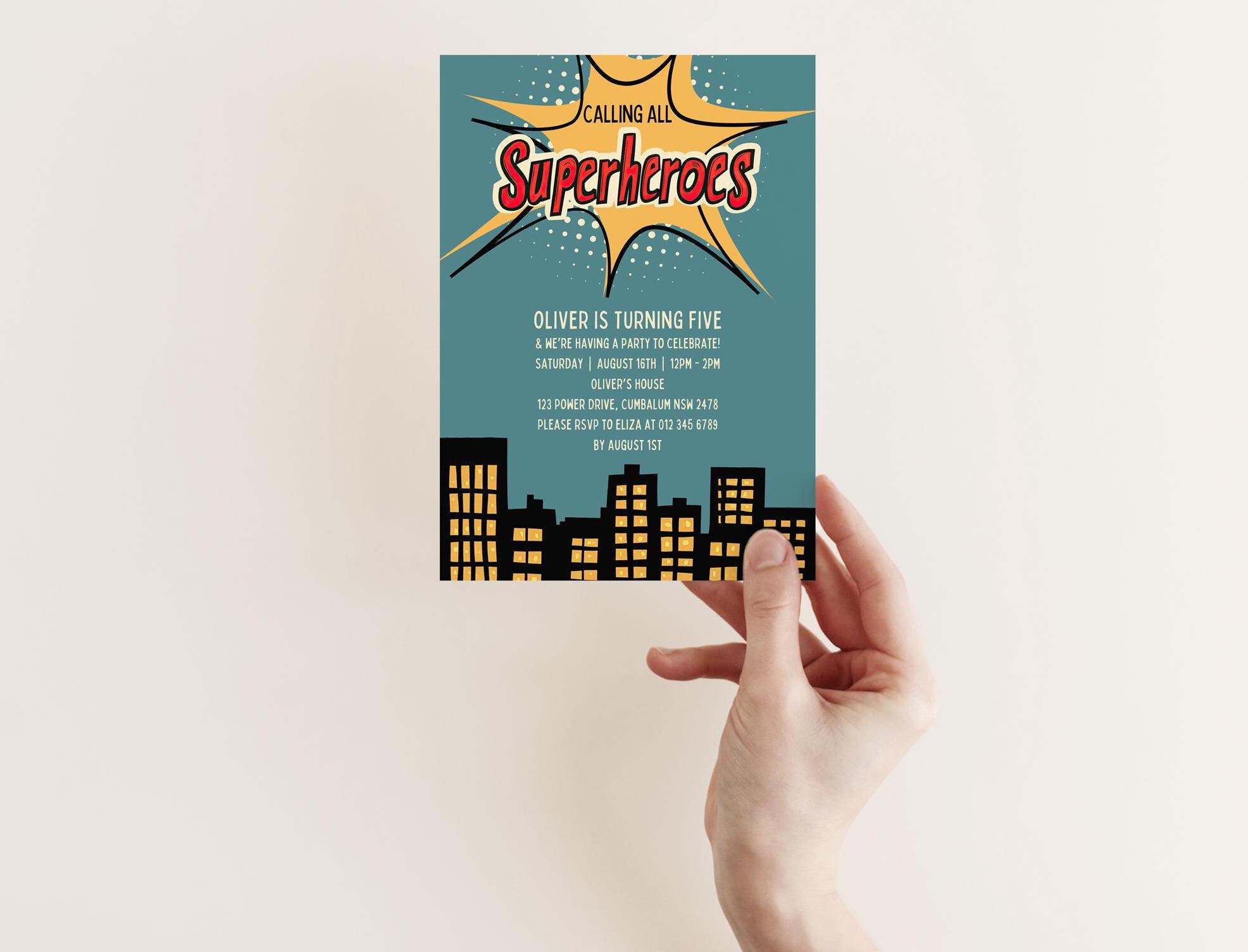 Editable Superhero Birthday Invitation Calling All Superheroes Instant ...