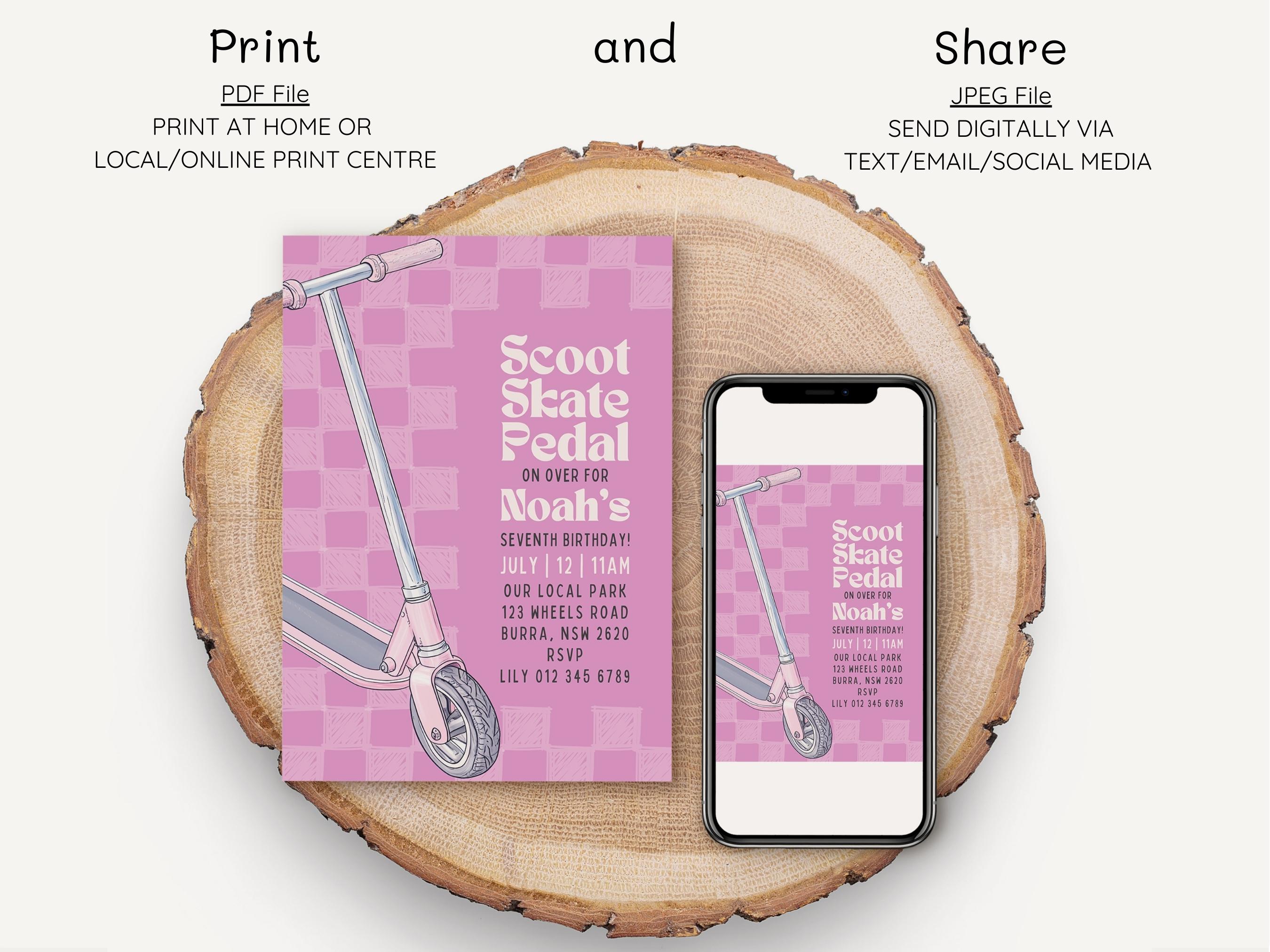 Editable Scooter Invitation | Girls Birthday | Instant Digital Download ...