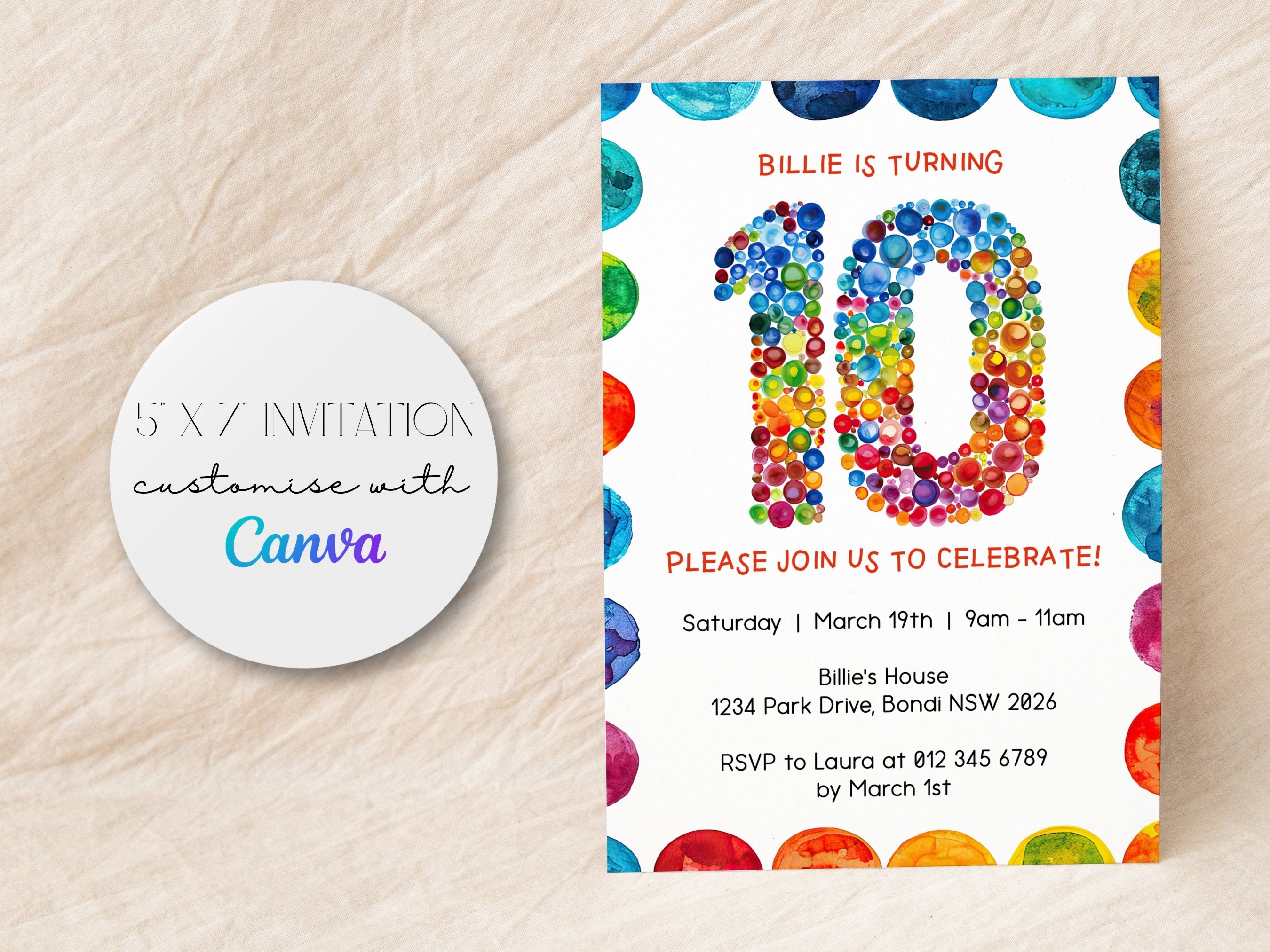 Tenth Birthday Invitation | Instant Digital Download | Editable ...
