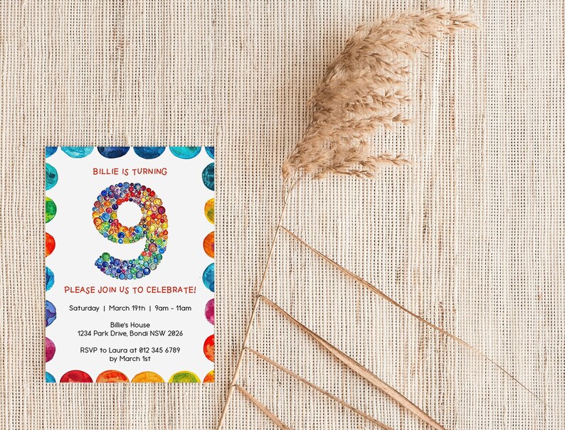 Ninth Birthday Invitation | Instant Digital Download | Editable ...