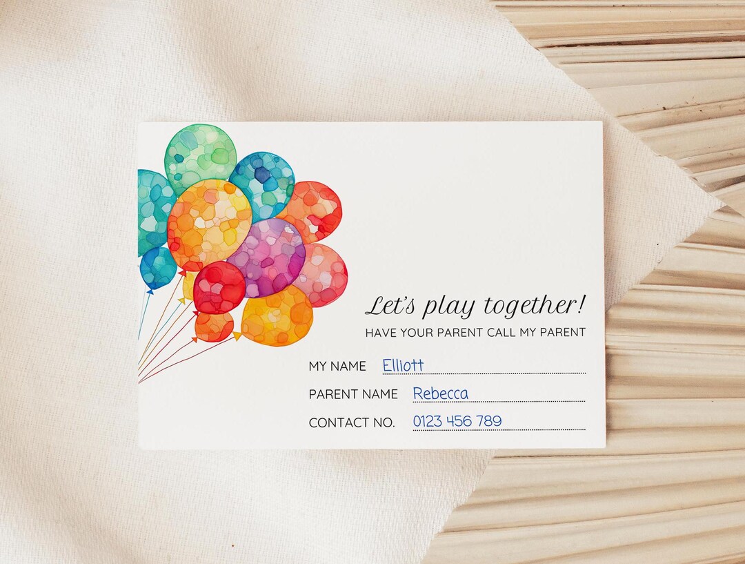 Balloon Playdate Card | Instant Digital Download | Children's Catch up ...