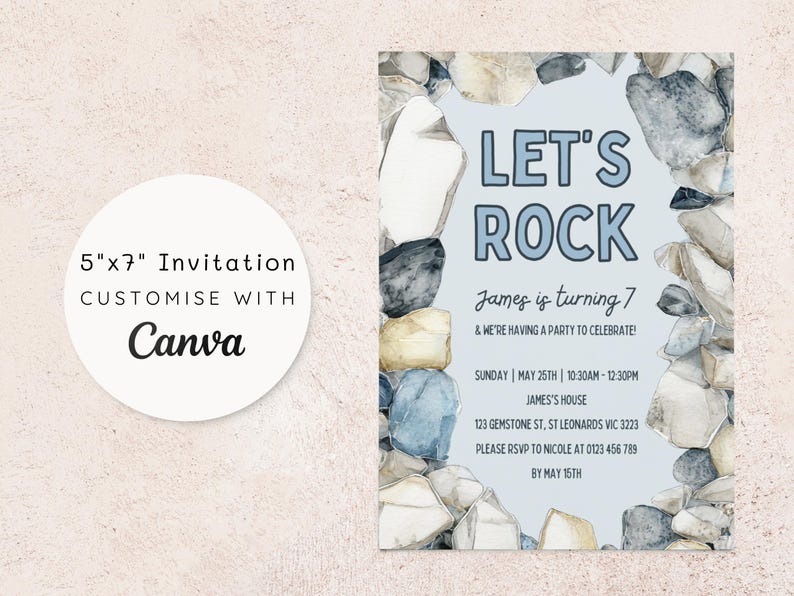 Editable Let's Rock Invitation | Birthday Party | Instant Digital ...