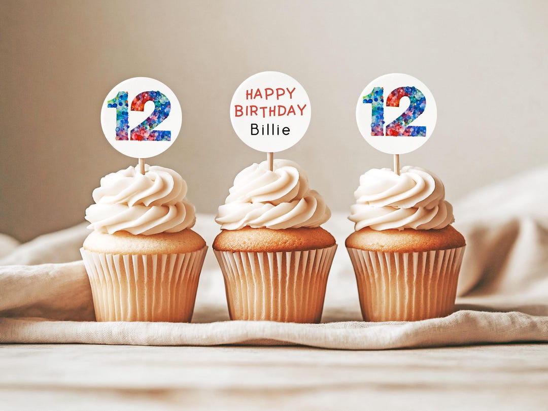 Editable Number 12 Cupcake Topper | Digital | Printable | Children's ...