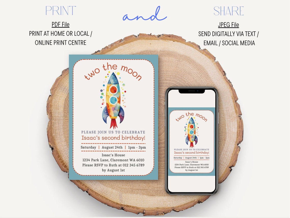 Rocket Invite | Instant Download | Editable | Children's Number ...