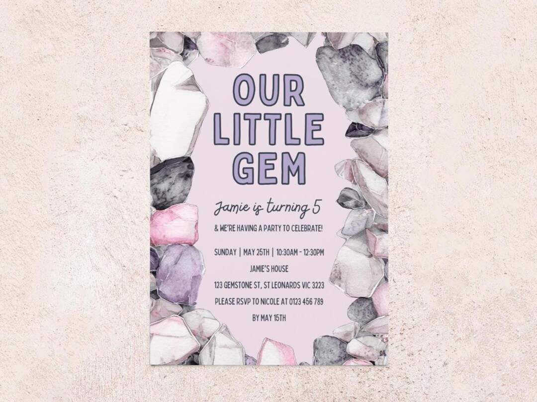 Editable Our Little Gem Invitation | Birthday Party | Instant Digital ...