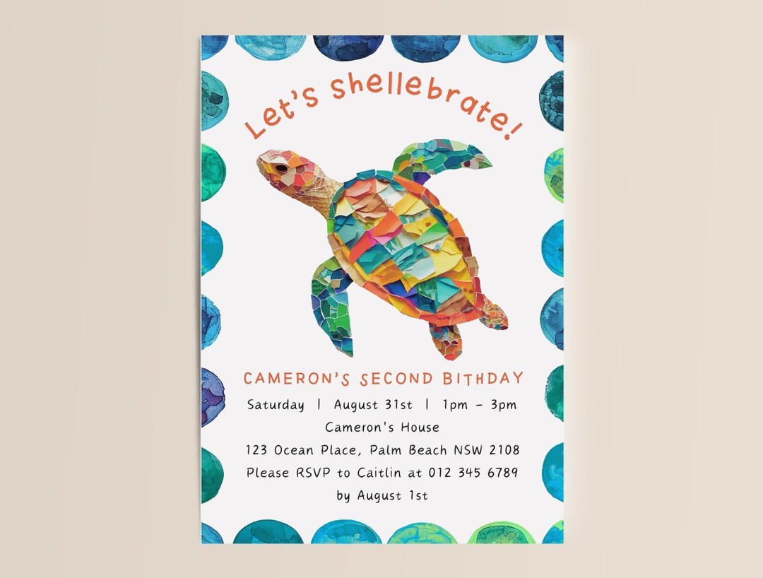 Let's Shellebrate | Instant Download | Under the Sea Party | Turtle ...