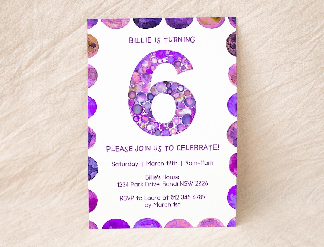 Editable 6th Birthday Invitation | Instant Digital Download | Pink ...
