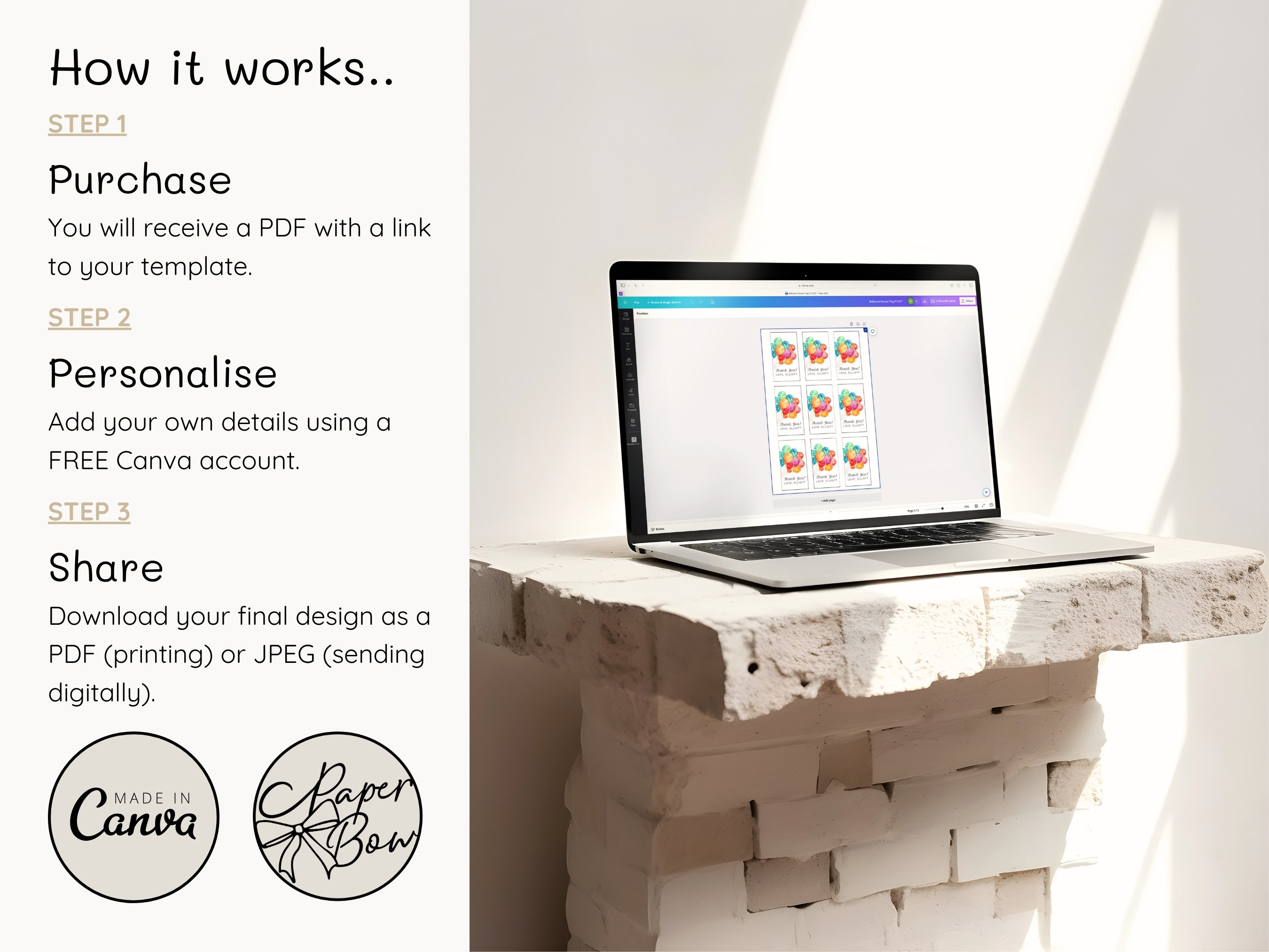 Balloons Party Favour Bag Label | Instant Digital Download | Children's ...