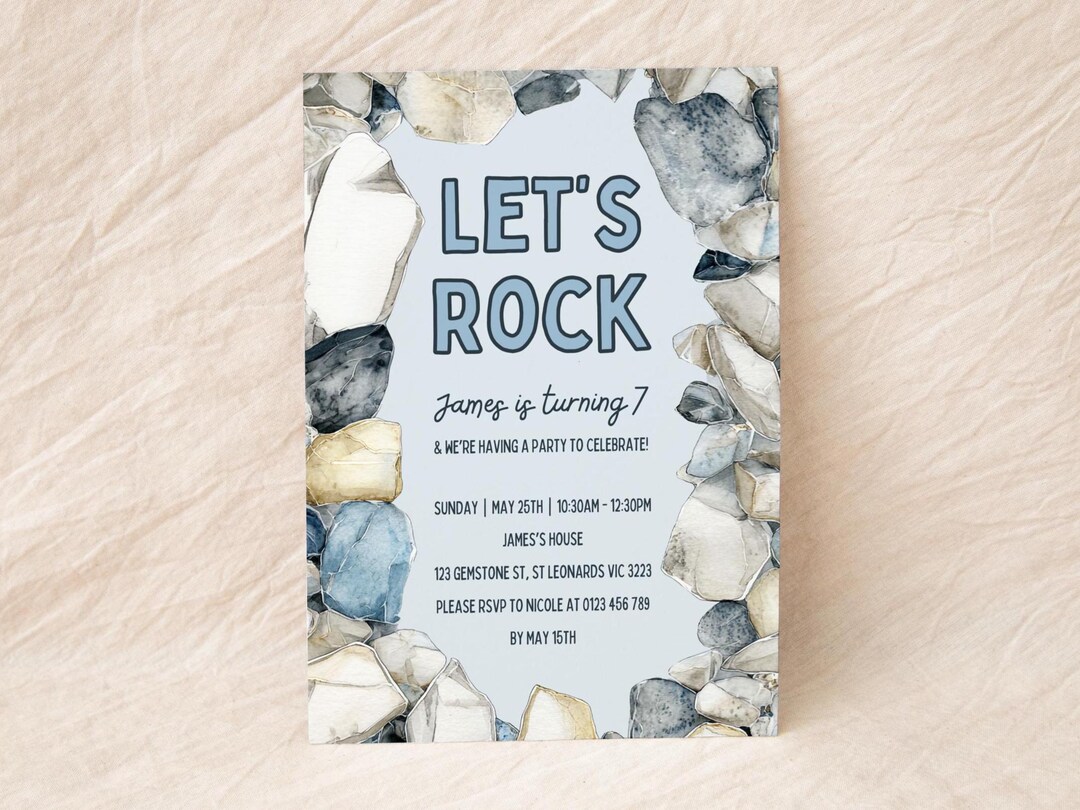 Editable Let's Rock Invitation | Birthday Party | Instant Digital ...