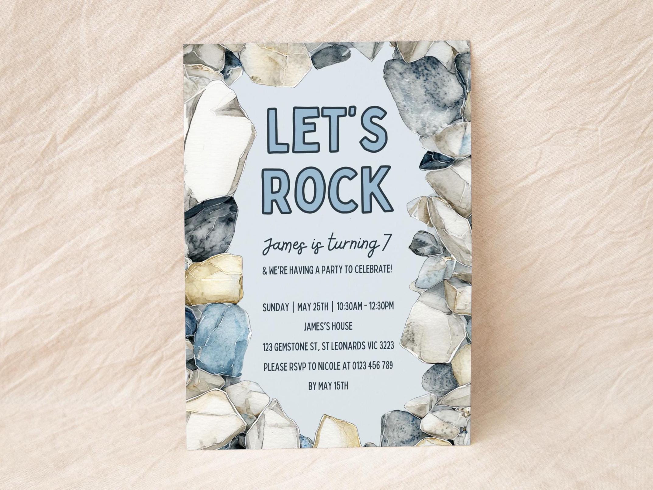 Editable Let's Rock Invitation | Birthday Party | Instant Digital ...