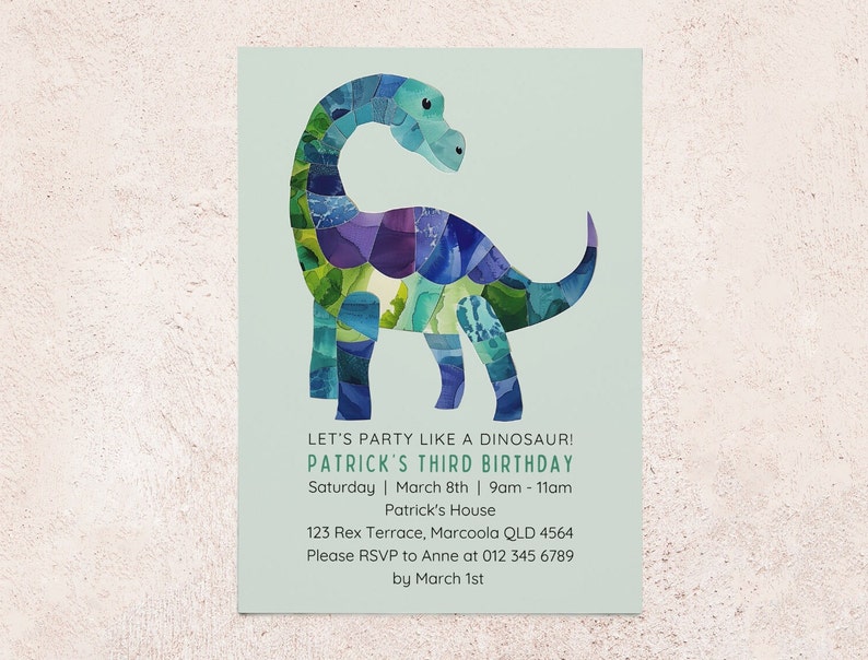 Diplodocus Invite | Instant Digital Download | Kids Birthday Event ...