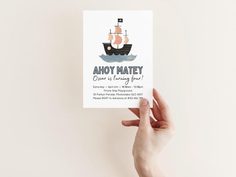 Editable Pirate Invitation | Kids Birthday Party | Instant Digital ...