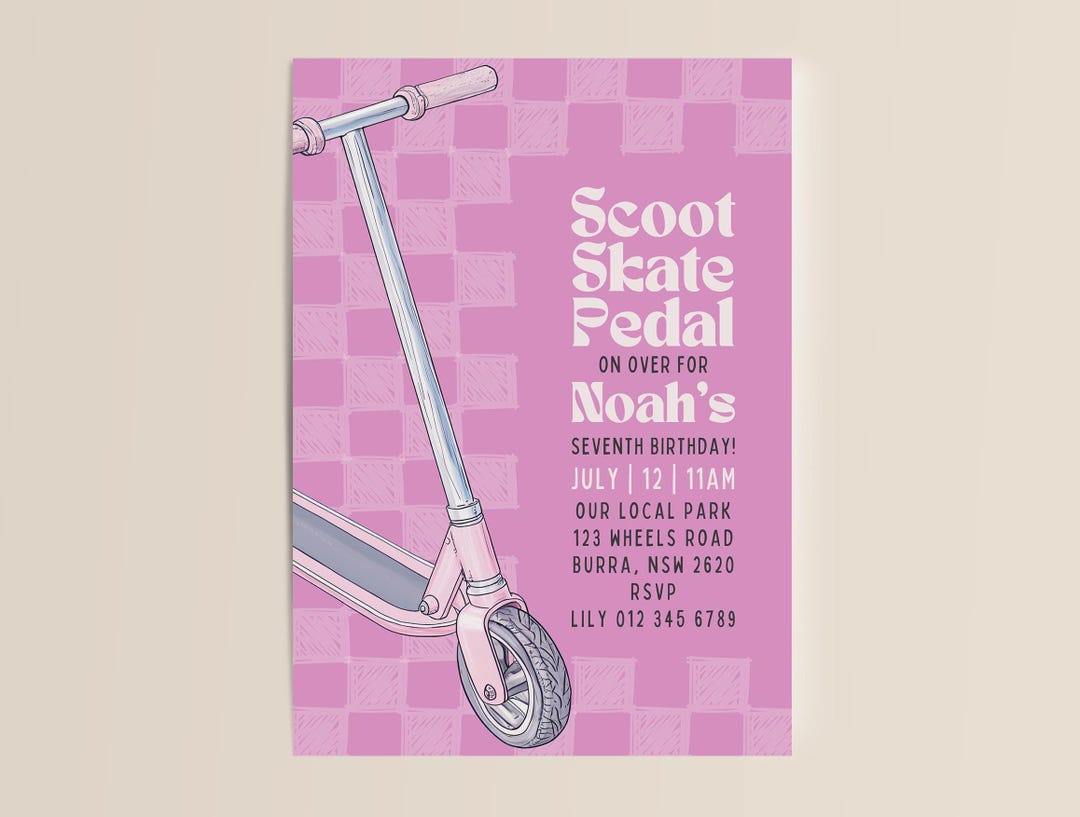 Editable Scooter Invitation | Girls Birthday | Instant Digital Download ...