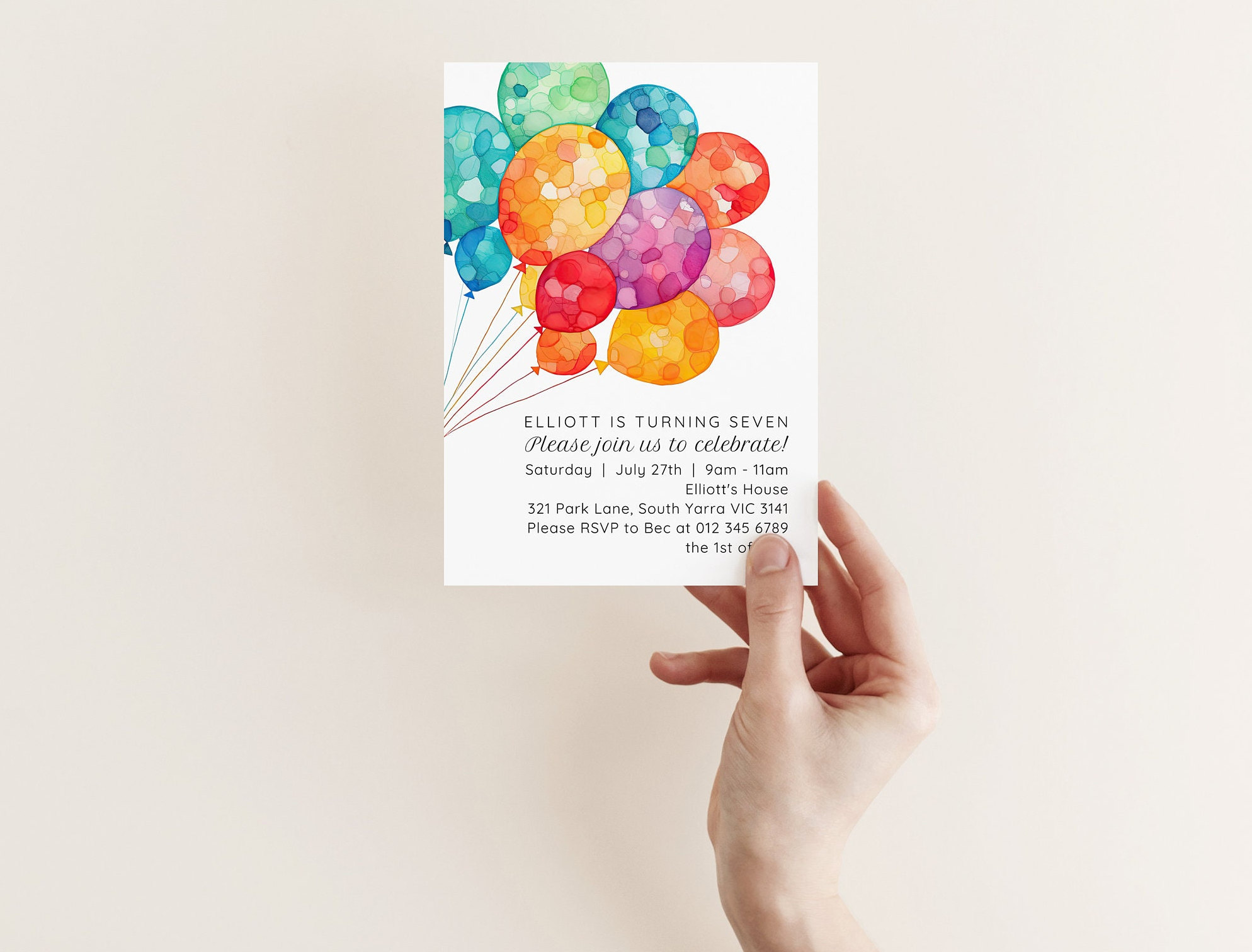 Balloons Invitation | Instant Download | Balloon Invite | Digital ...