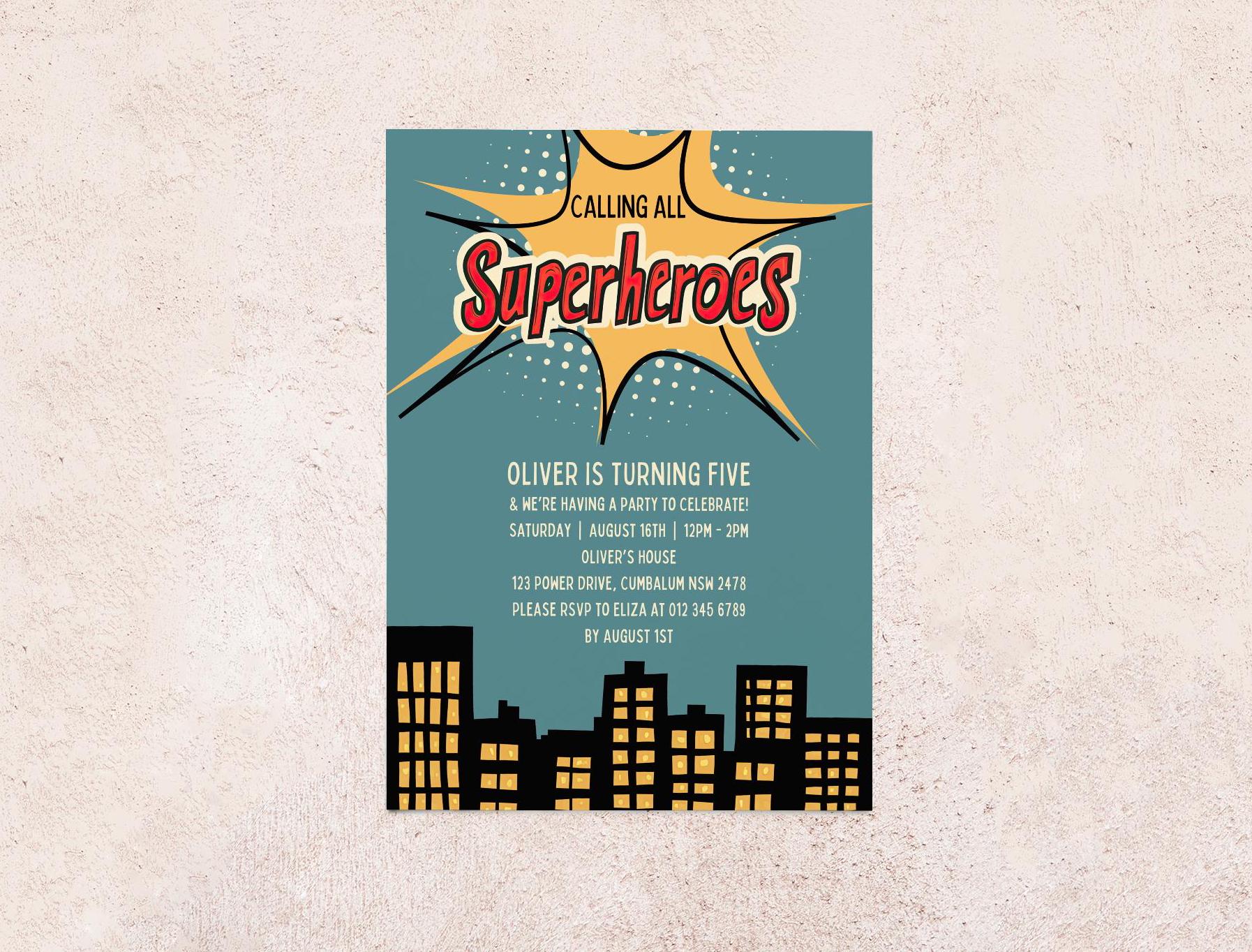 Editable Superhero Birthday Invitation Calling All Superheroes Instant ...